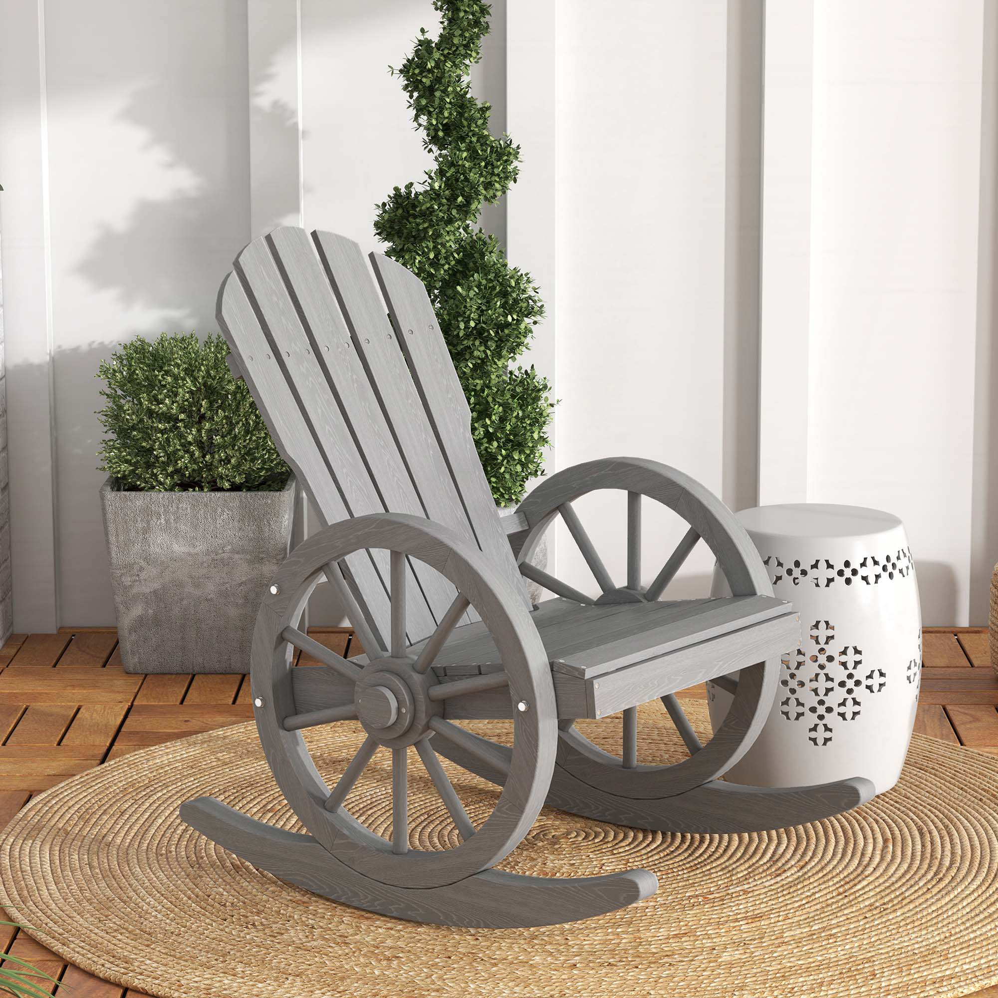 Alcott Hill Wooden Rocking Chair,Adirondack Rocker Chair,Outdoor ...