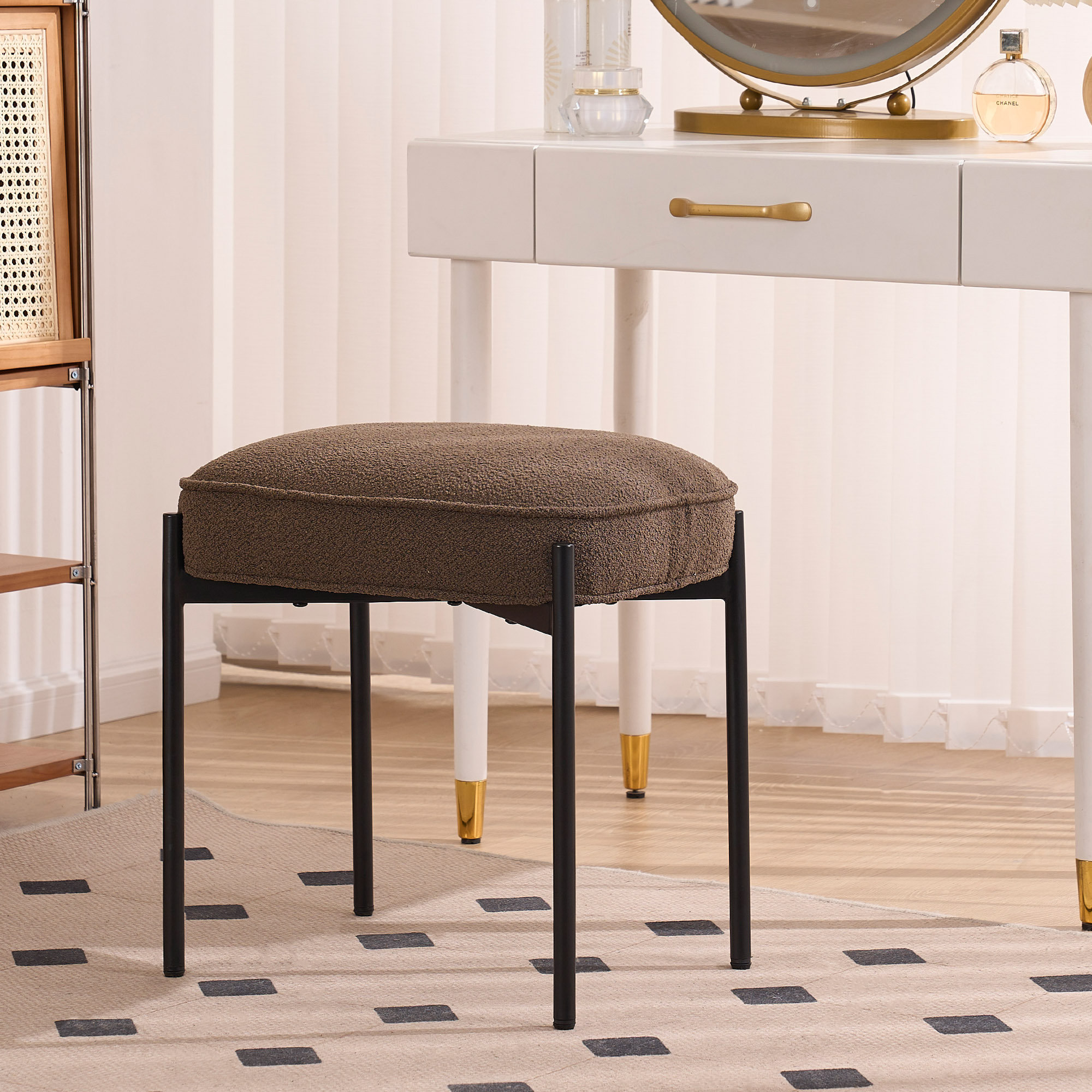 Ebern Designs Romere Vanity Stool Fabric Upholstered Accent Stool ...