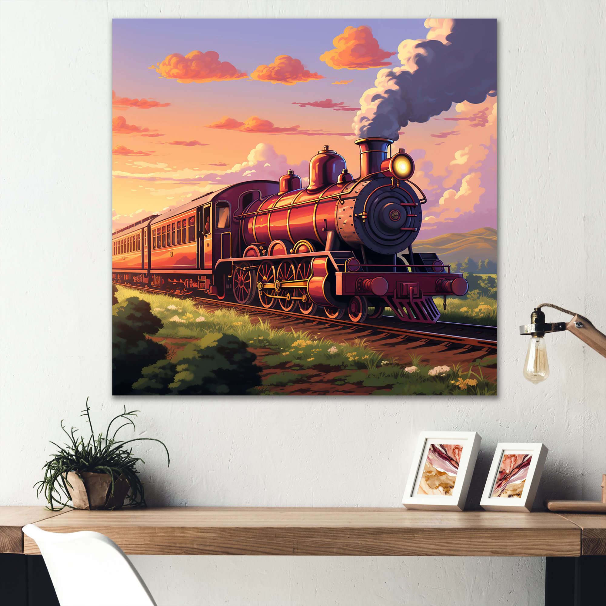 Williston Forge Sunset Train Voyage In Usa I - Train Wall Art | Wayfair