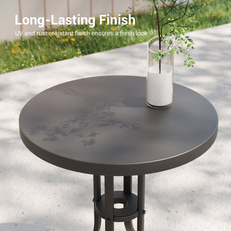 Rosebay Patio Round Side Table, Modern Industrial Style | Wayfair
