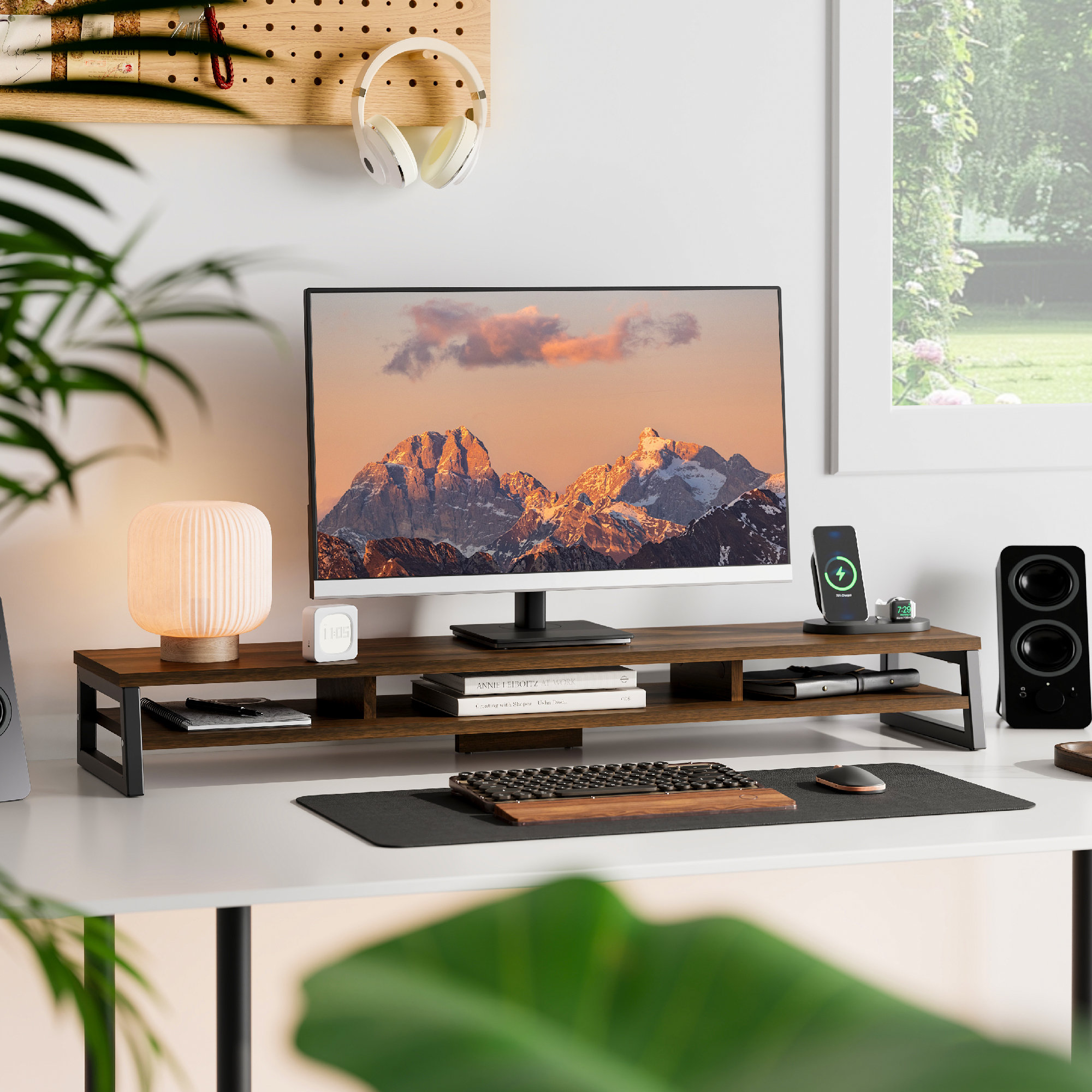 Hokku Designs Dual Monitor Stand Riser for Desk, 42.5in Large Monitor ...
