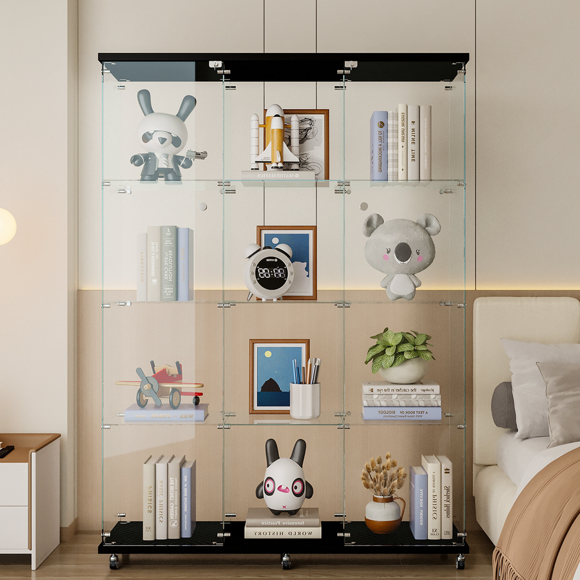 WDDH Glass Display Cabinet With 4-Shelf 2 Doors Extra Large, Glass ...