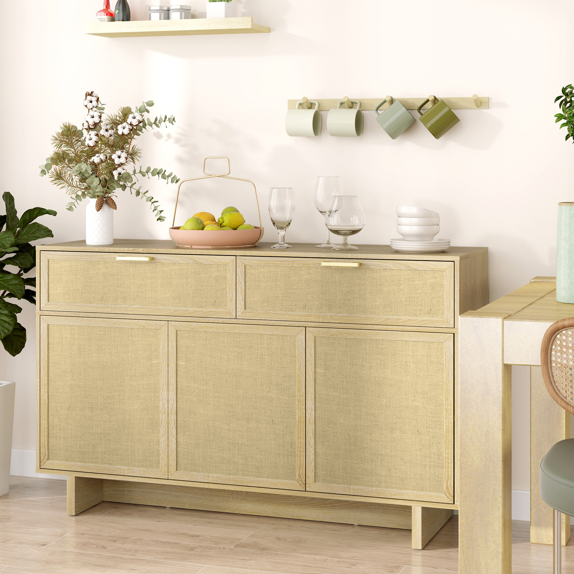 Bay Isle Home™ Boho Sideboard Buffet Cabinet with Storage, Hinge Doors ...