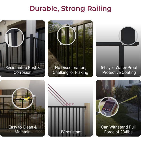 CR Home Cr Fence & Rail Deck Railing Kit - Outdoor Metal Porch Railing ...