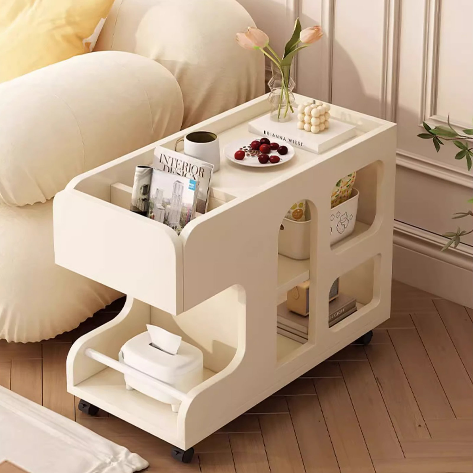 Ebern Designs Mobile Trolley Sofa Side Table With Wheels - Wayfair Canada