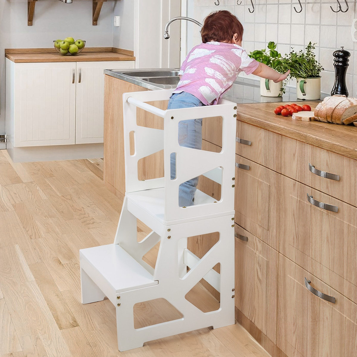 Harriet Bee Kids Kitchen Step Stool Helper Toddler Multi-Function Step ...