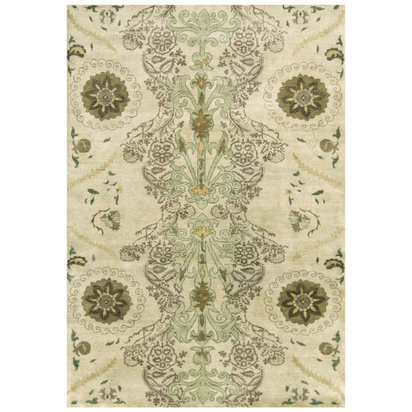 Feizy Wool Floral Area Rug in Green | Perigold