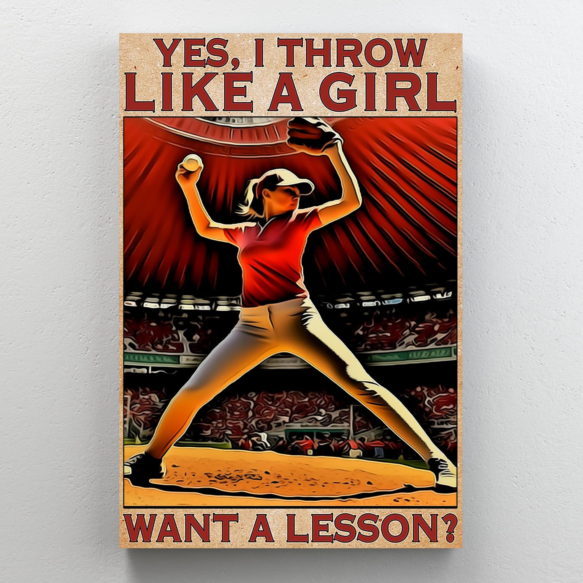 Trinx Baseball I Throw Likea Girl On Canvas Graphic Art | Wayfair