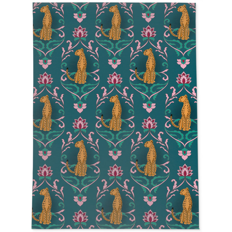 House of Hampton® Wild Cat Teal/Blue/Orange Area Rug By House of ...