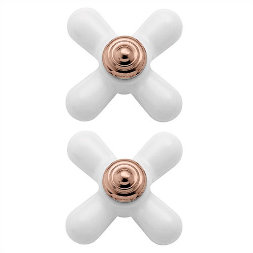 Moen Monticello Cross Handle Inserts in Porcelain with Copper | Wayfair