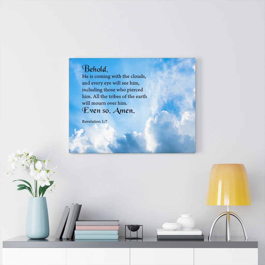 Trinx Behold, He Is Coming The Clouds Revelation 1:7 Wall Art Christian ...