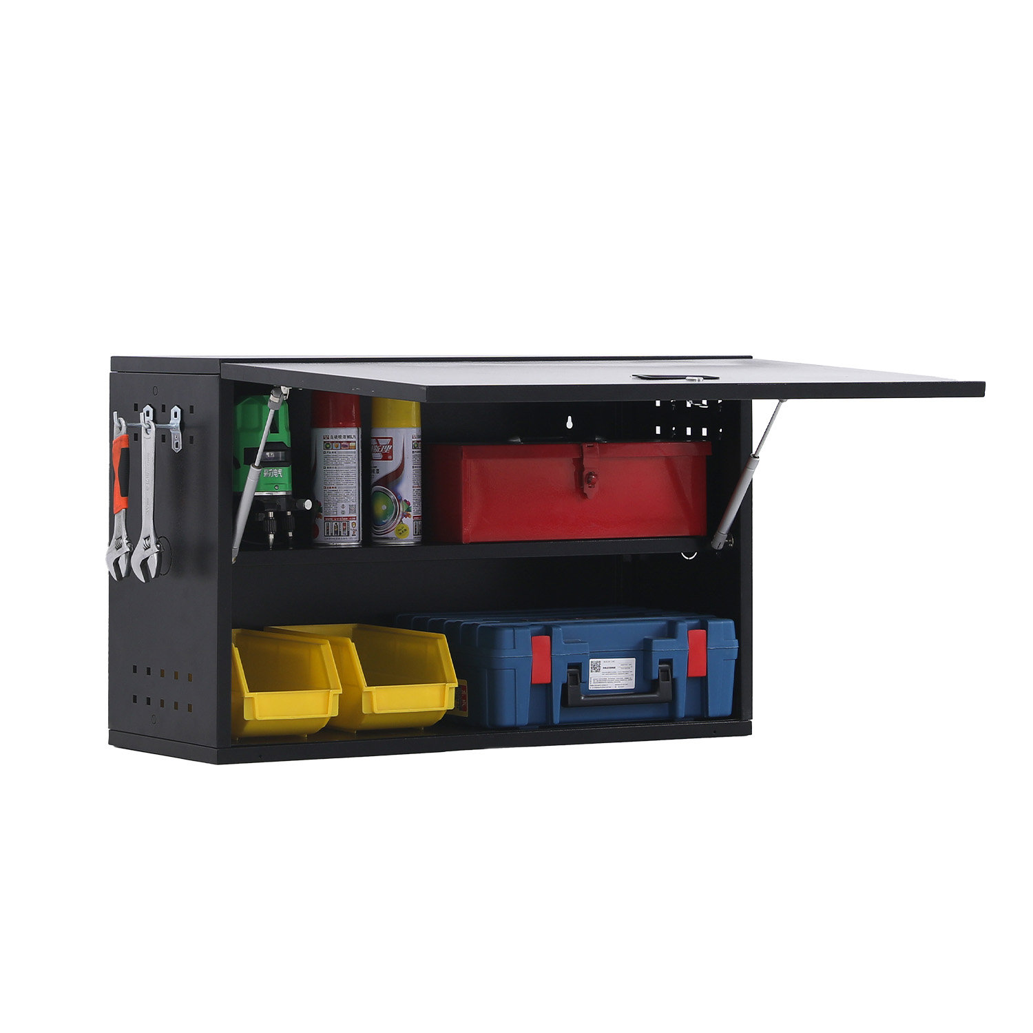 Ebern Designs Armoire murale en métal avec porte rabattable, armoire de garage en acier, armoire ...