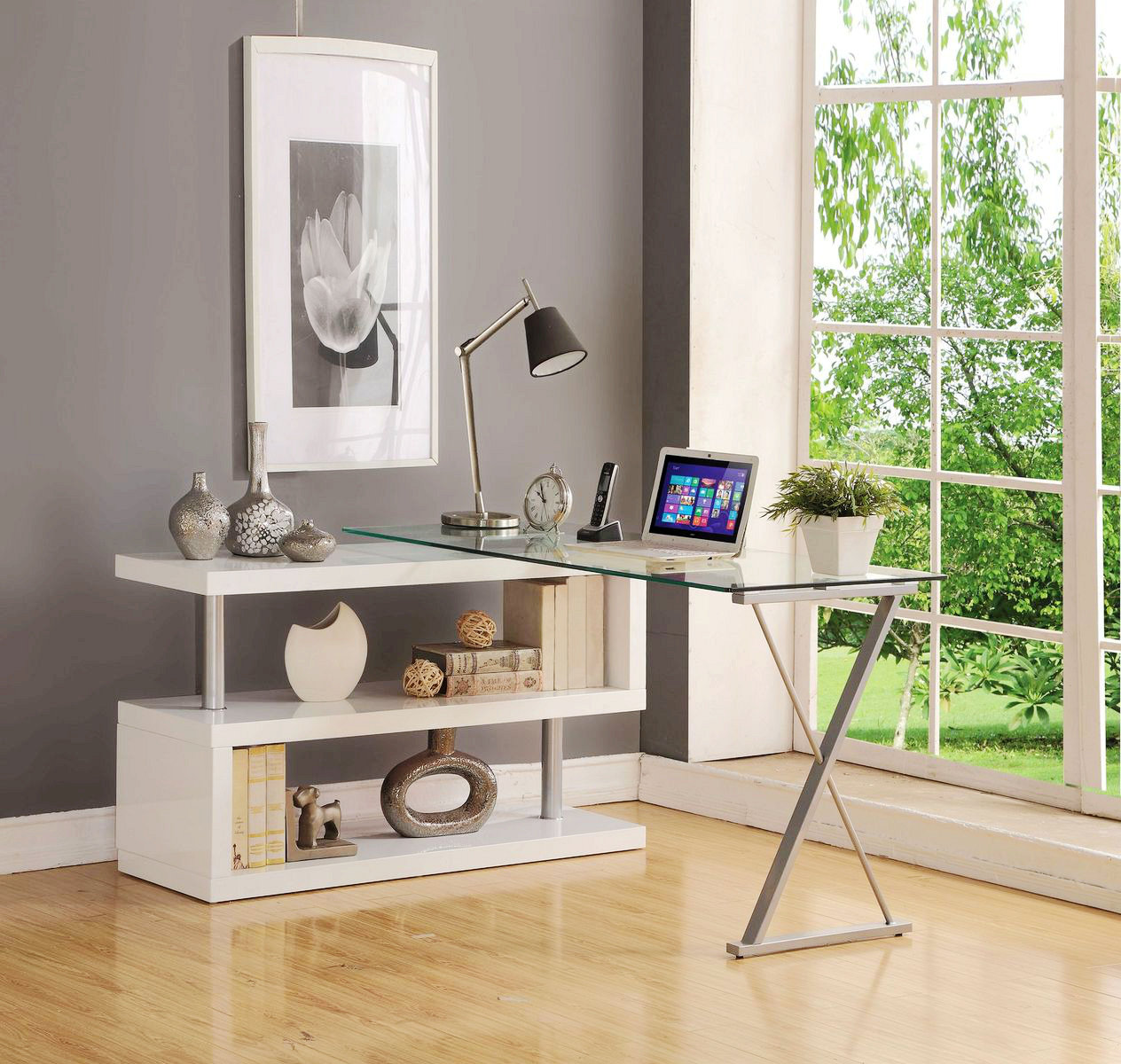 Home Enter Hub L Shape Writing Desk With 2 Shelves | Wayfair