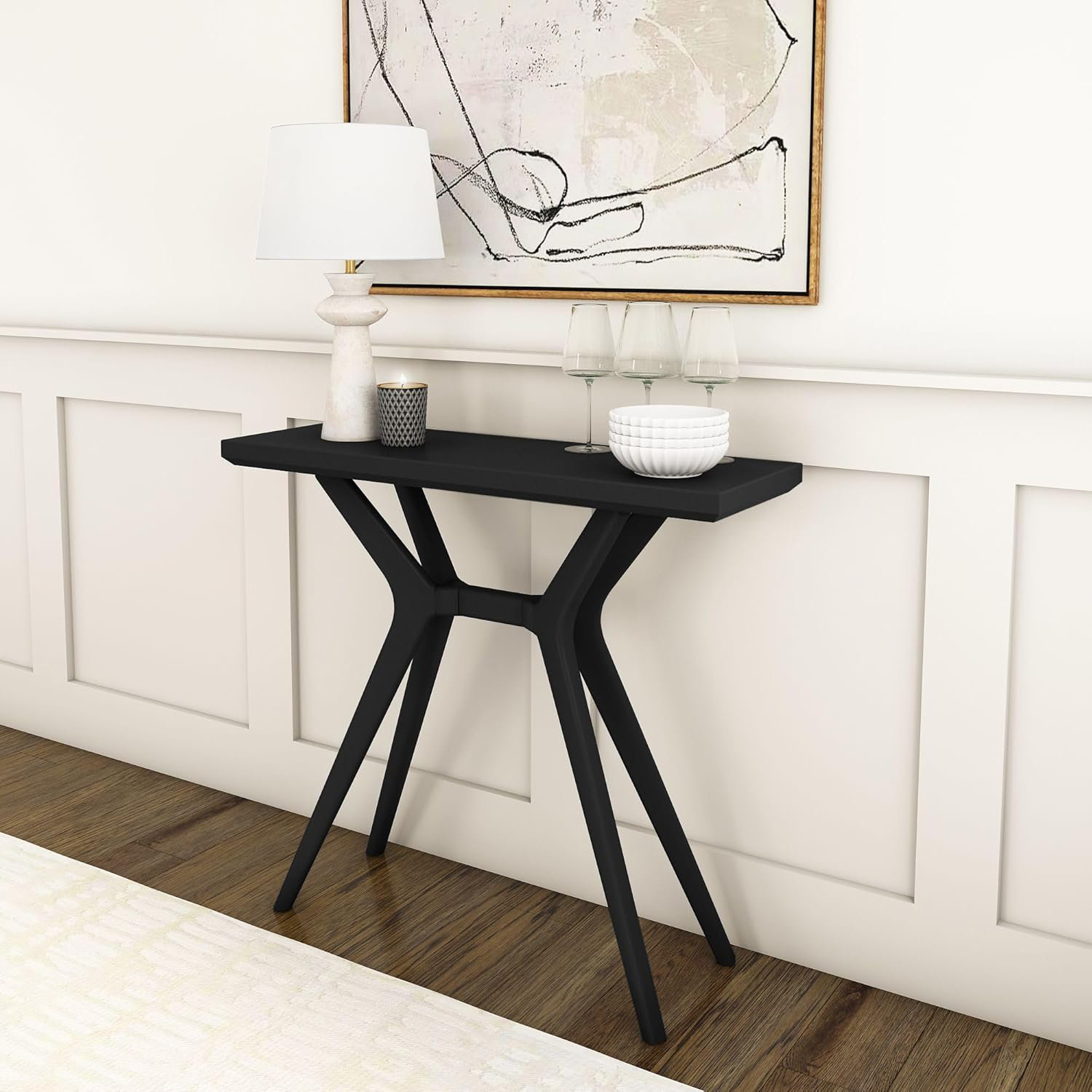 Corrigan Studio Modern Solid Wood Console Table With Cross-Leg Base ...