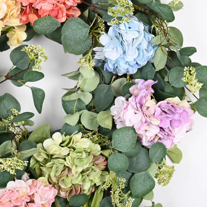 Primrue 26" Artificial Everyday Spring Berry Hydrangea Floral Wreath ...