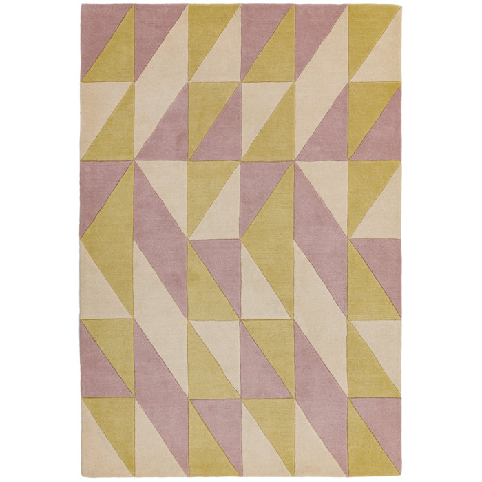 Ebern Designs Jessamine Hand Tufted Wool Yellow/Pink Rug | Wayfair.co.uk