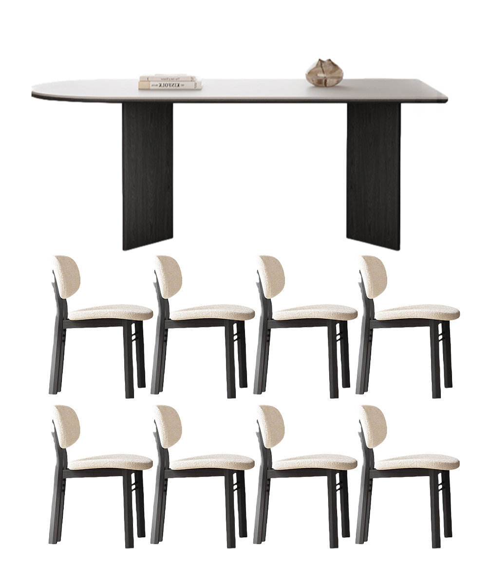BILBRA Simple black solid wood rock board table set | Wayfair