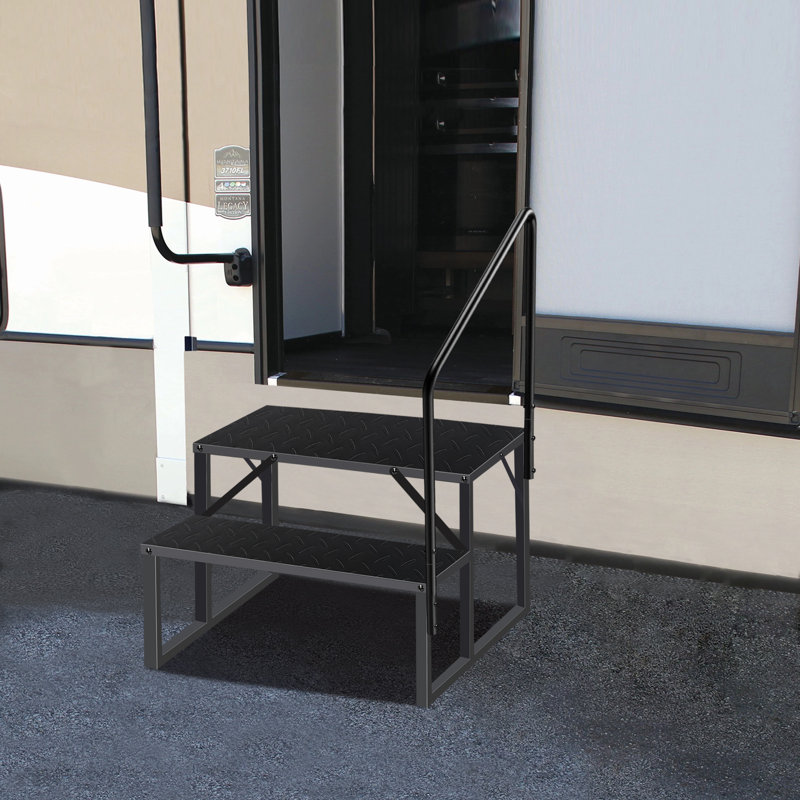 WFX Utility™ RV Steps with Handrail, 2 Steps Ladder Hot Tub Steps with ...