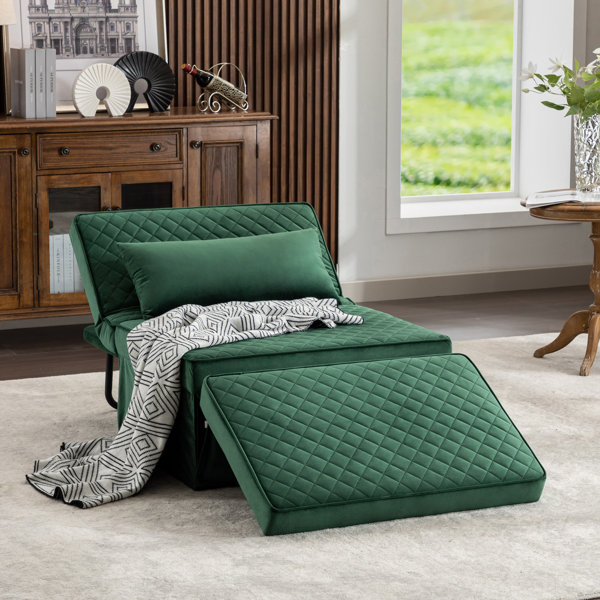 Ebern Designs Ralana 34'' Upholstered Reclining Convertible Sofa | Wayfair