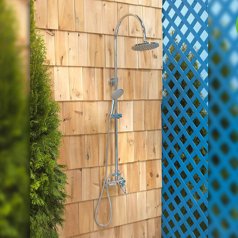 Beniar Outdoor Shower Kit with 8-Inch Rain Can and 5-Function Handheld ...