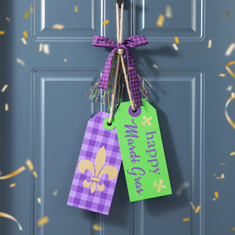The Holiday Aisle® 25.5"H Happy Mardi Gras Day Wooden Bookmark Door ...
