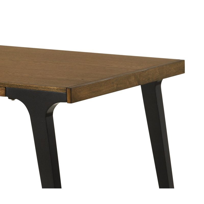 Gracie Oaks Hillary Extendable Dining Table in Walnut and Black | Wayfair