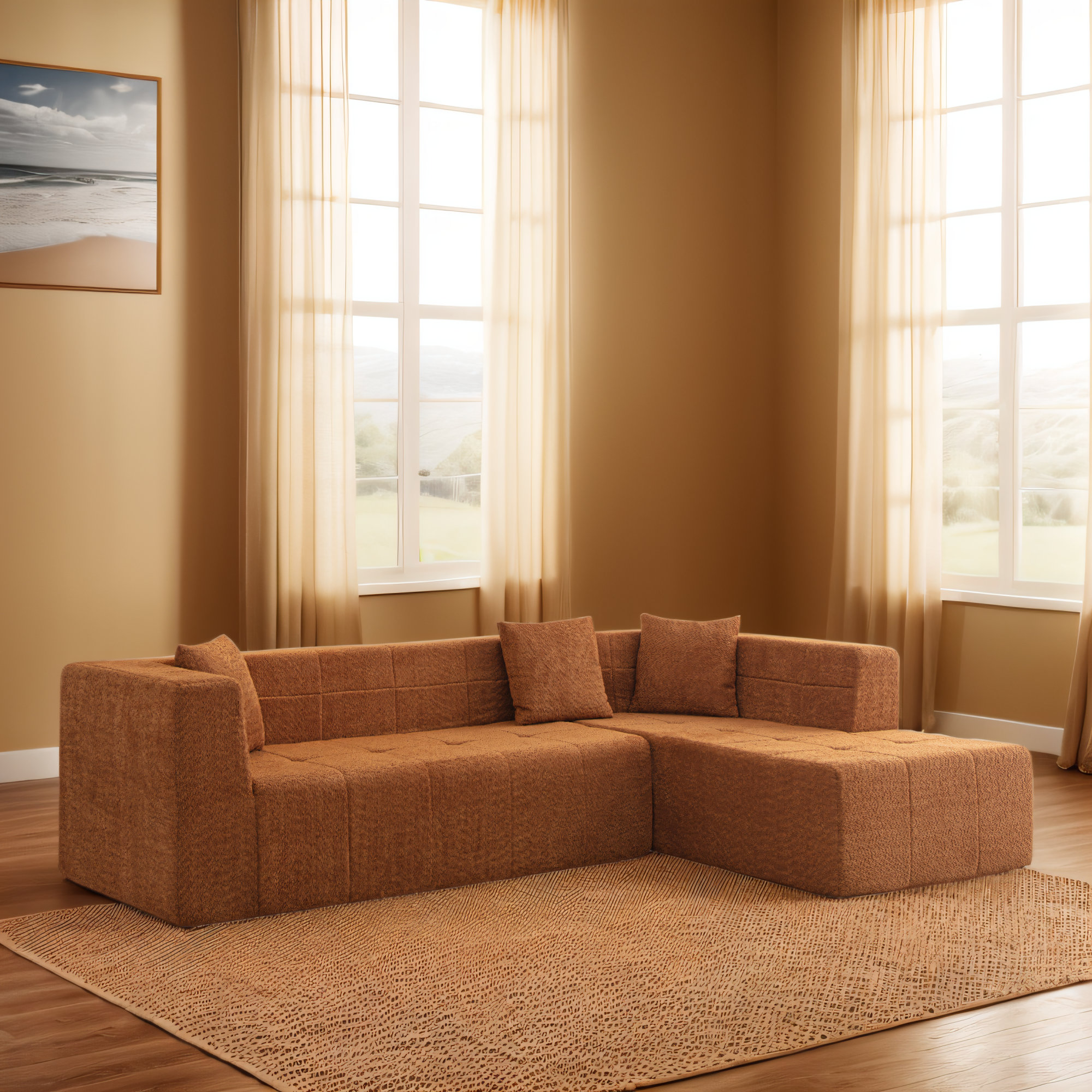 Bonzy Home 105.5" Modular L-Shaped Sectional Floor Couch, Deep Seat ...