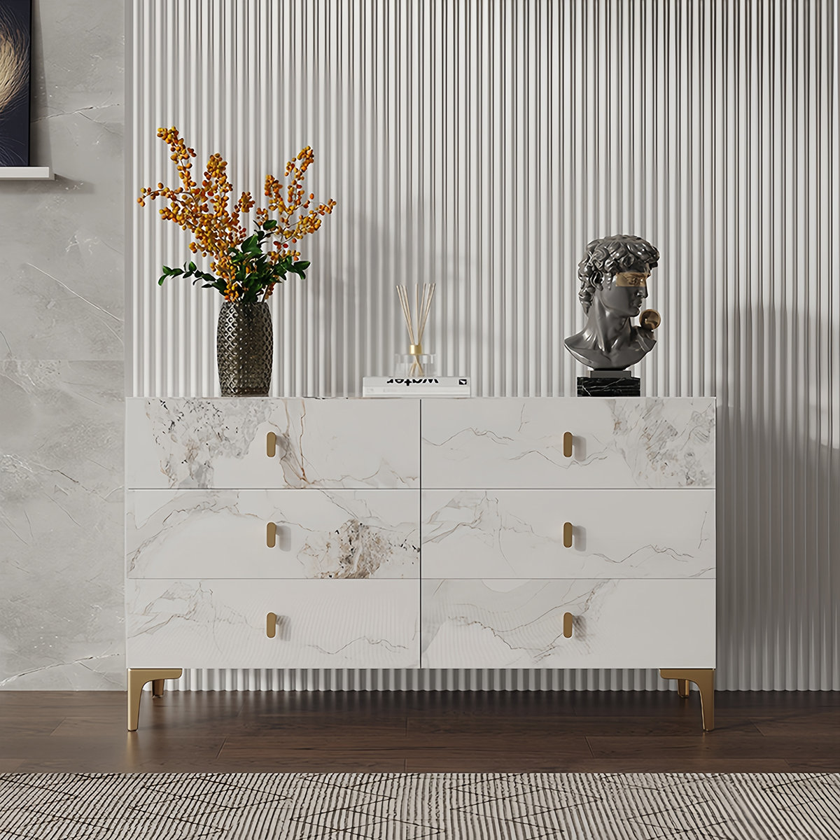 Licalilo Modern Minimalist Luxe Rock Board Storage Cabinet | Wayfair