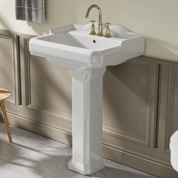 SUPERFLO 35.5'' Ceramic Rectangular Pedestal Bathroom Sink with ...
