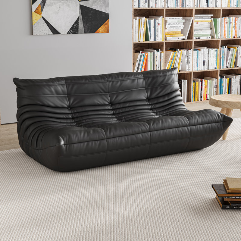 Trule Armless Large Microfiber Leather 3-Seat Bean Bag Sofa, Soft ...
