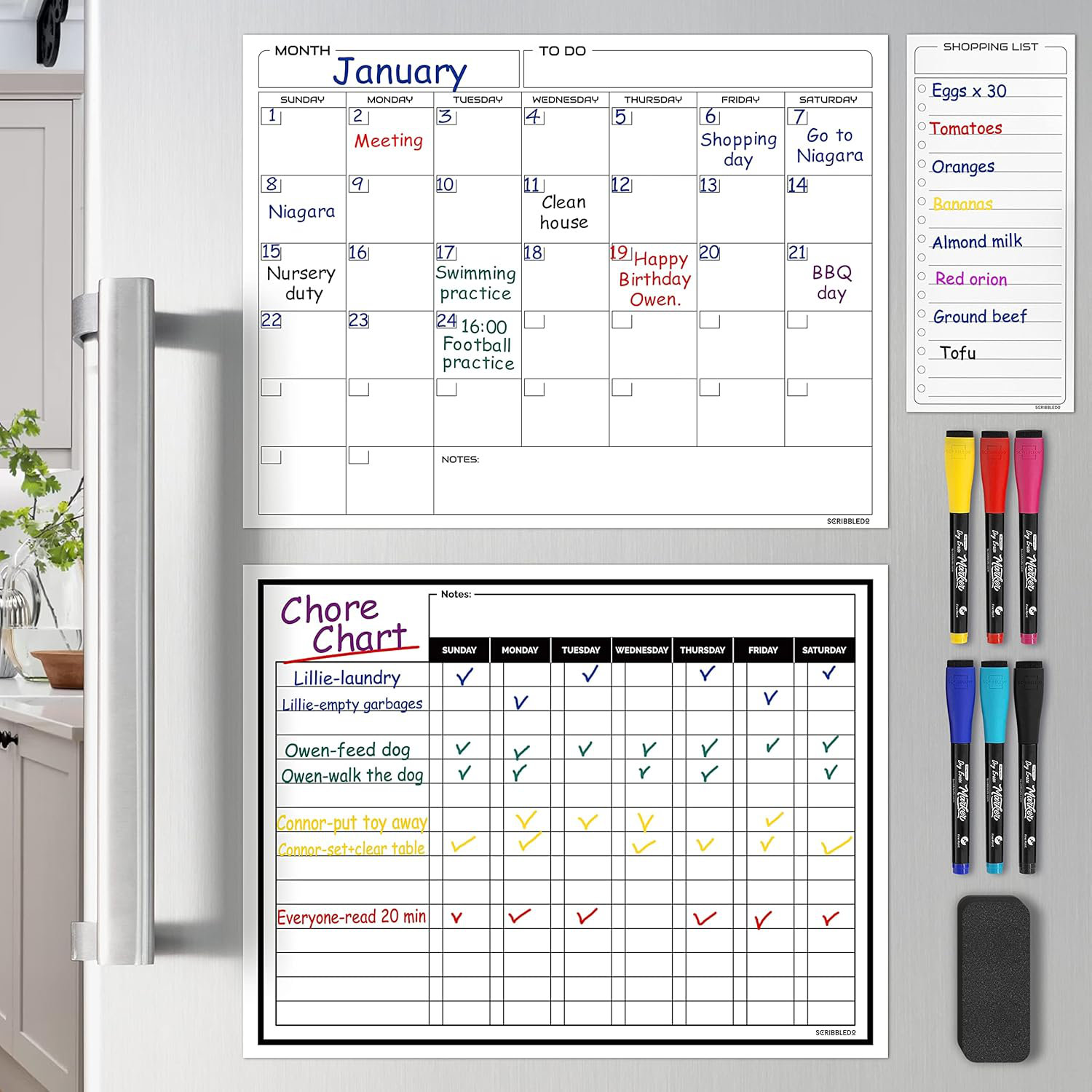 Scribbledo Magnetic Chore Chart For Kids Dry Erase Chore Chart For ...