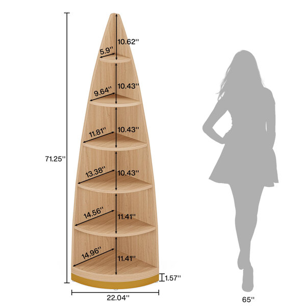 Millwood Pines 6-Tier Corner Bookcase 71 Inches Tall Industrial Corner ...