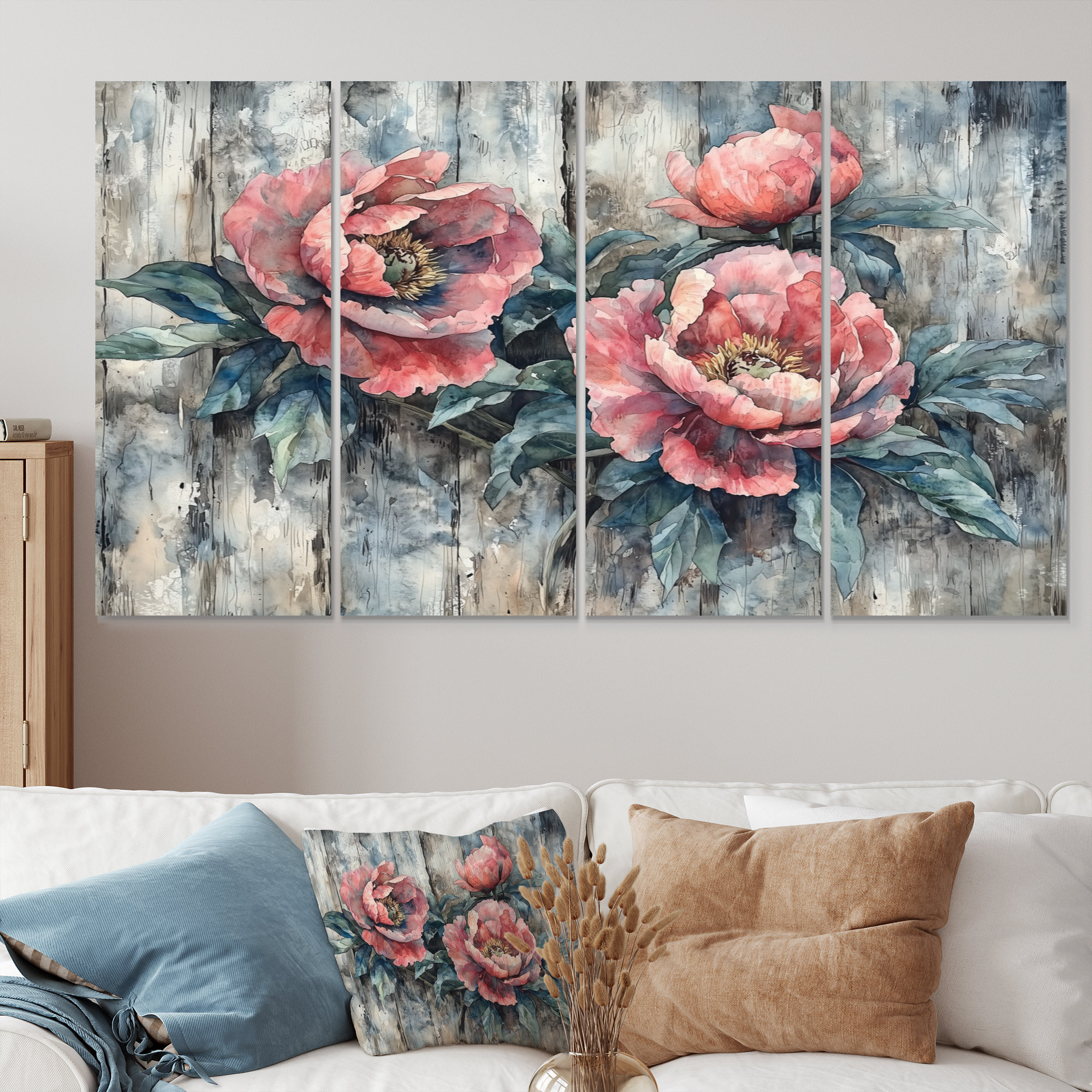 Winston Porter Red Peonies By The Farm Fece - Peonies Wall Art ...