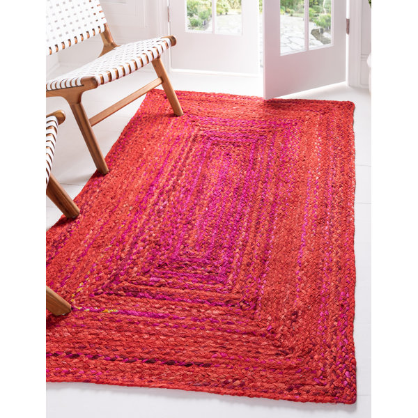August Grove® Avenleigh Handmade Hand Braided Performance Red Rug ...