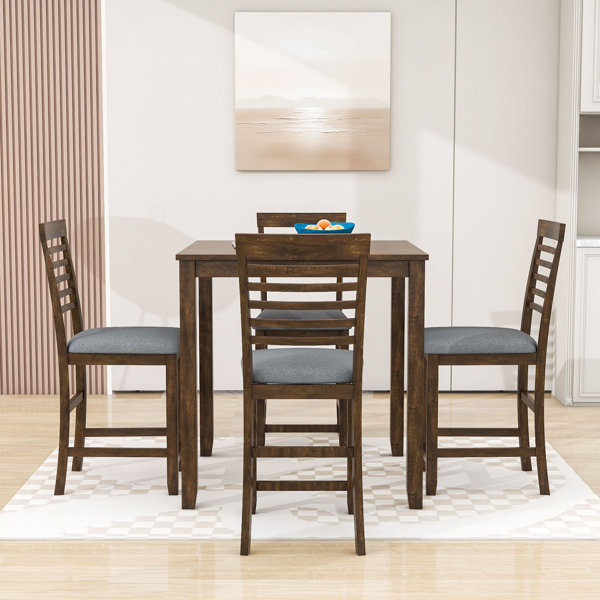 Lark Manor Ruven 5 - Piece Dining Set, Counter Height Wood Table and 4 ...