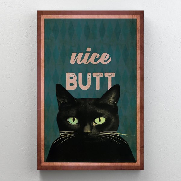 Trinx Black Cat Nice Butt 2 Rectangle Graphic Art Print On Wrapped ...