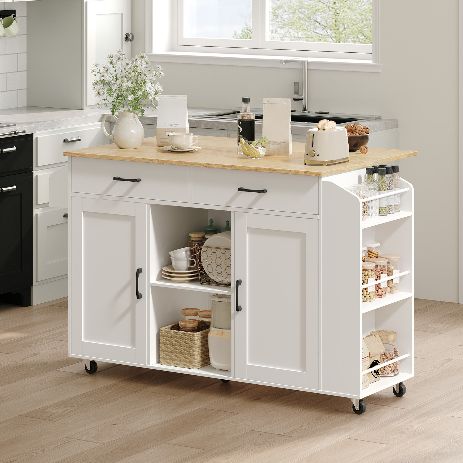 Winston Porter Andrea 35" Rolling Kitchen Island with Storage & Reviews ...