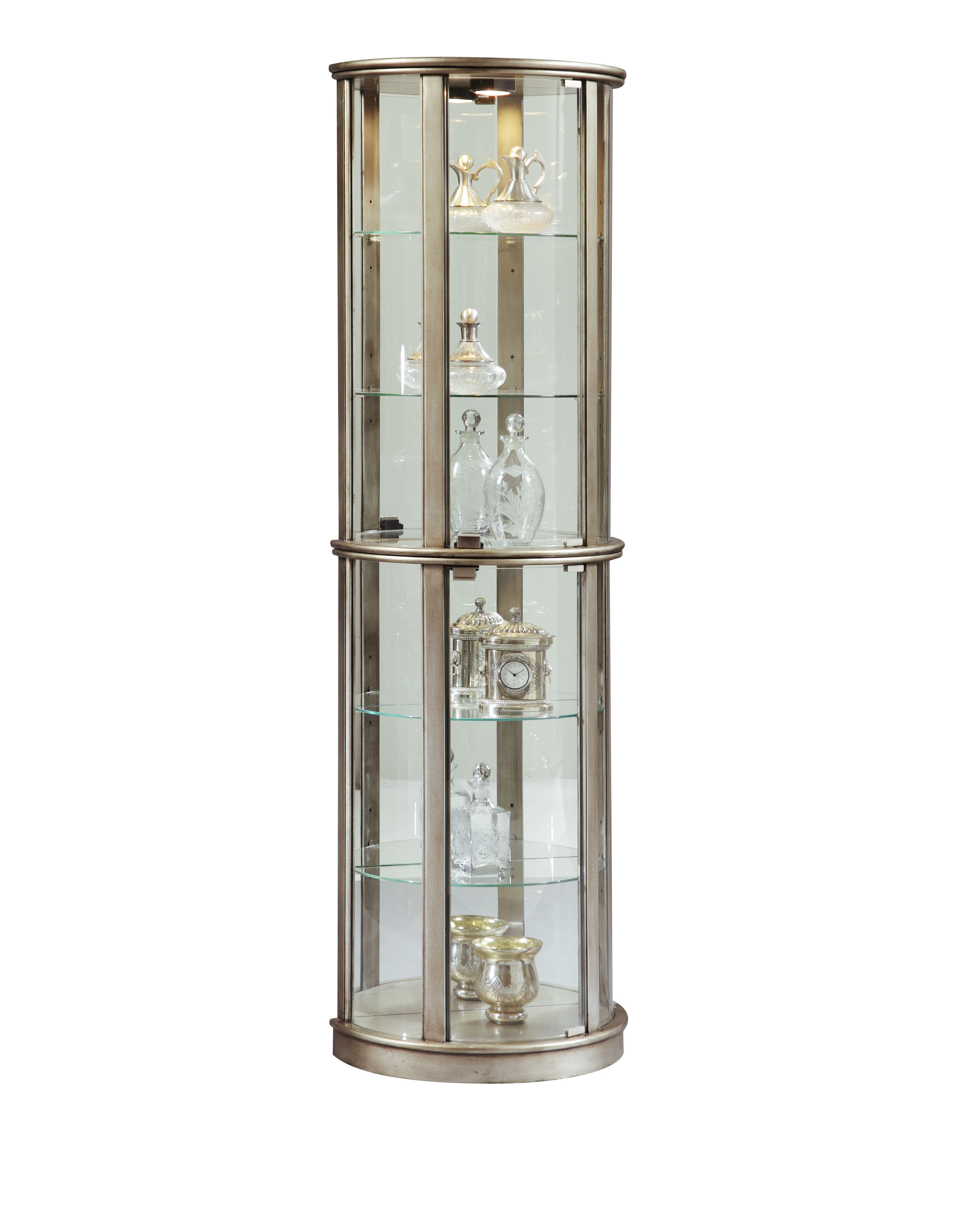Pulaski Furniture Lighted Half Round 5 Shelf Curio Cabinet in Aged ...