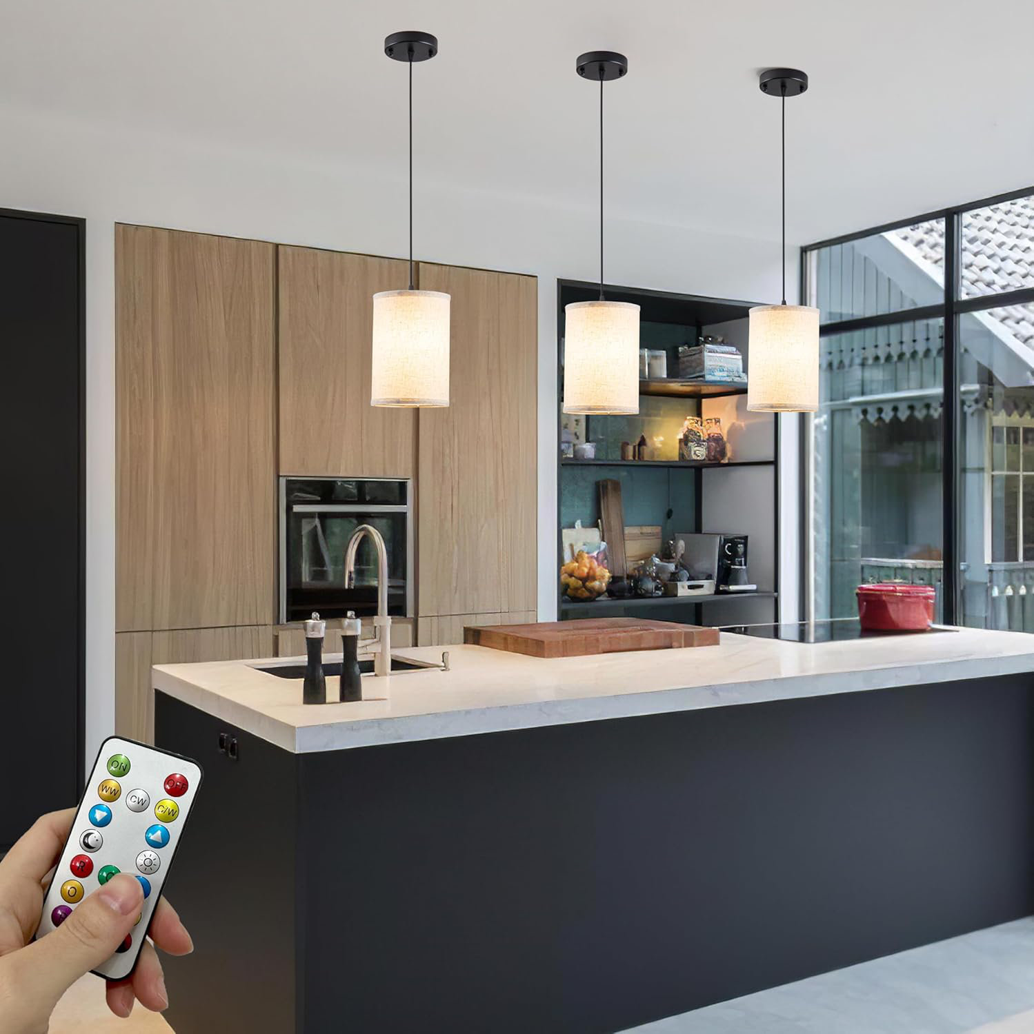 Latitude Run® Cordless Remote Controlled Pendant Lights, Battery ...