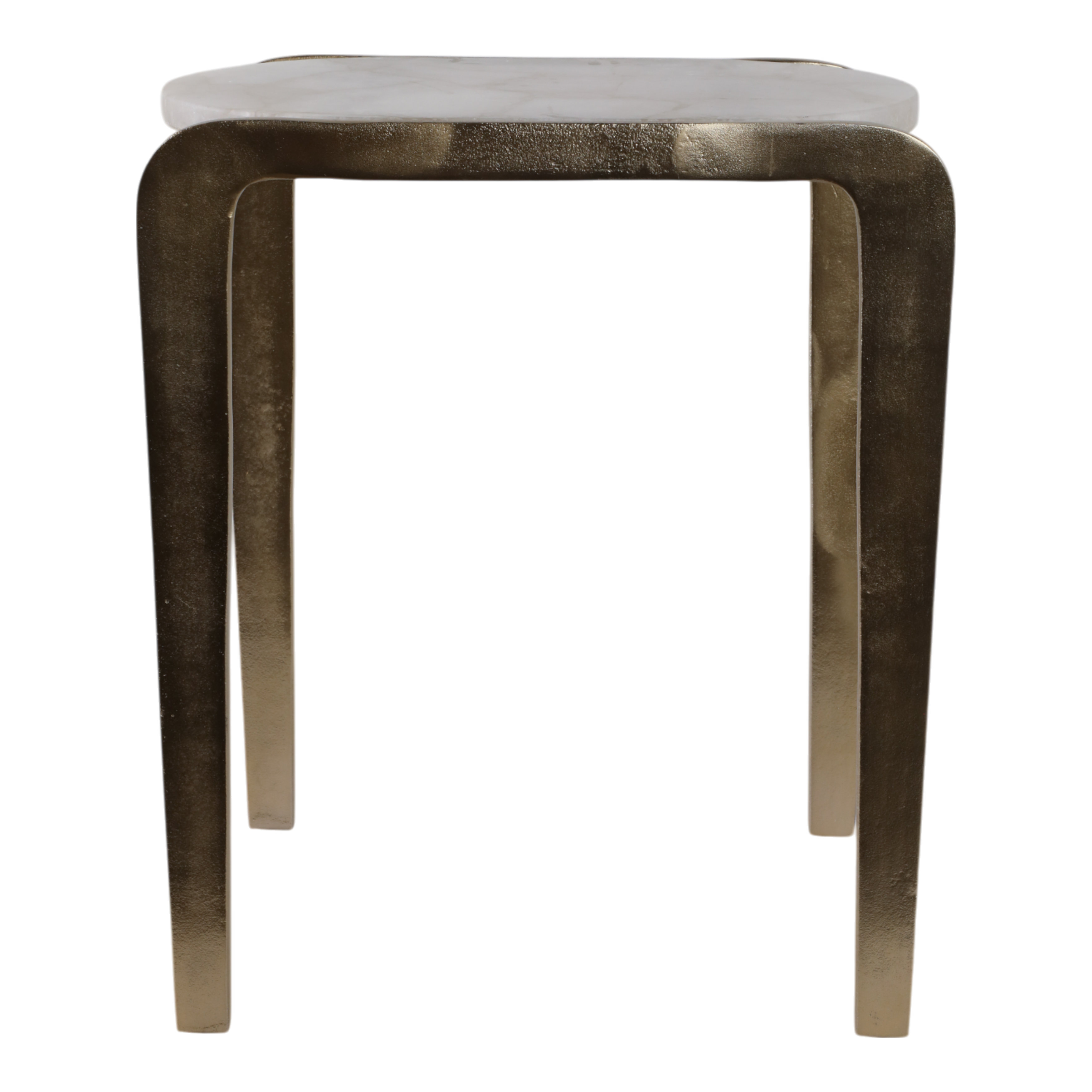 Everly Quinn Modern Metal & Aluminum Accent Table with White Stone Top ...