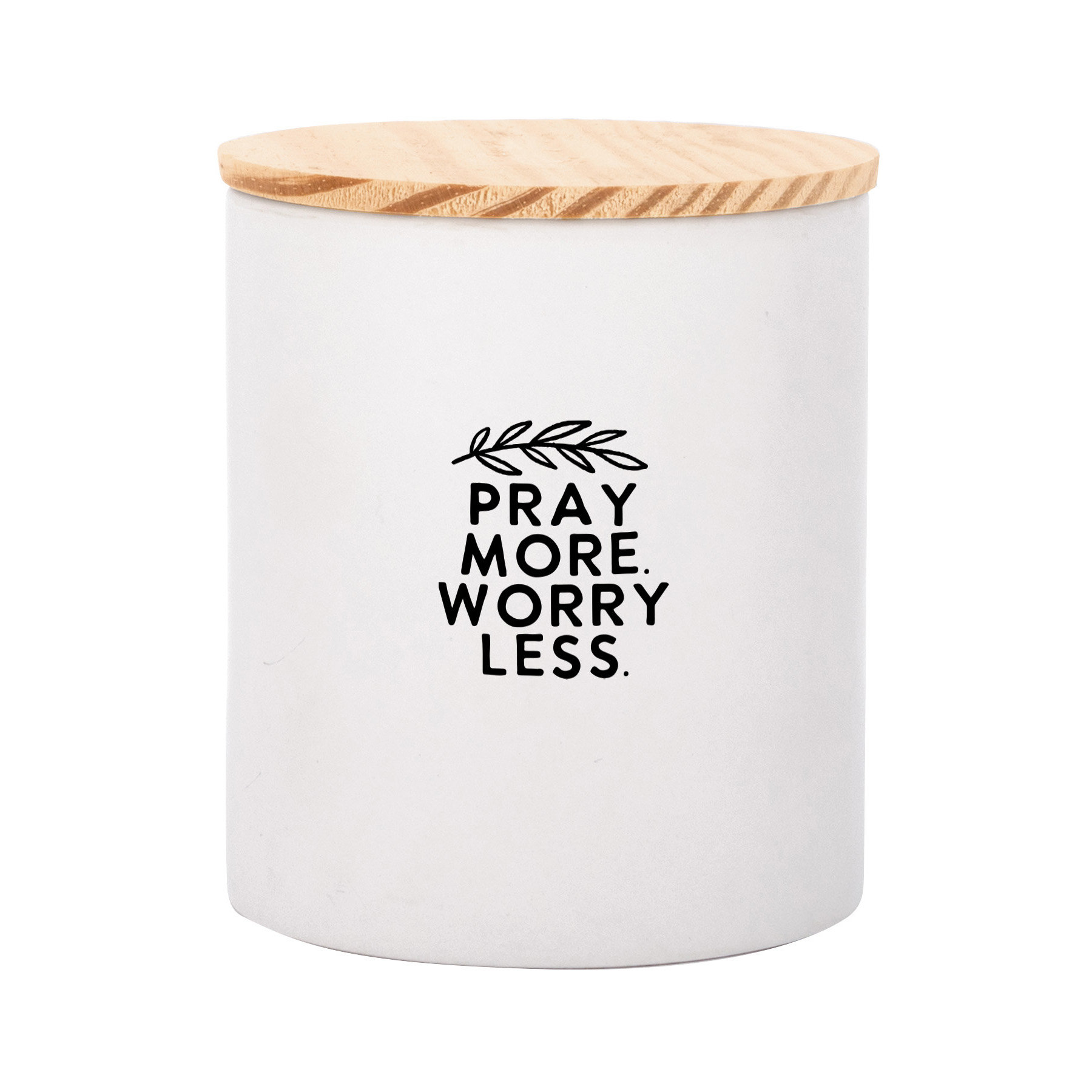 Ophelia & Co. Pray More Worry Less Ceramic Canister with Lid - Natural ...