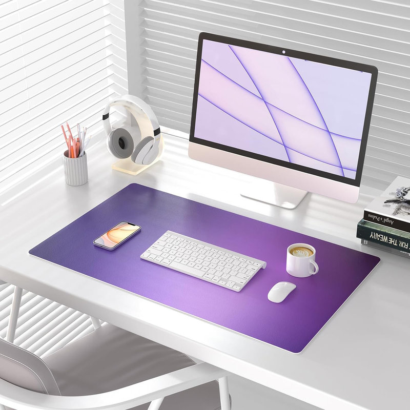 Latitude Run® Purple Desk Mat Woman Office Desk Pad Leather Keyboard ...