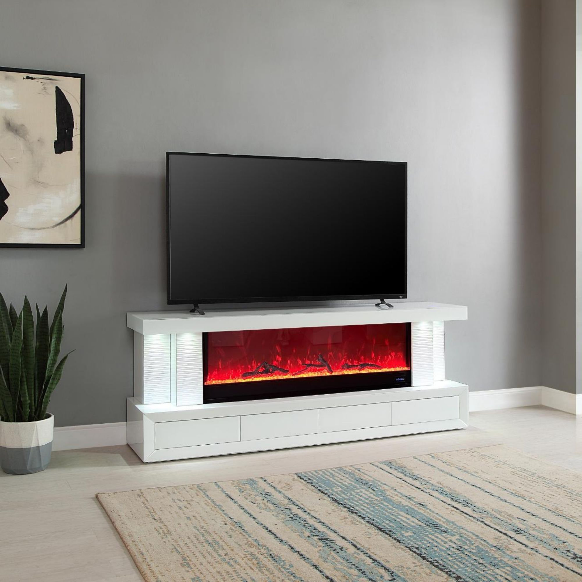 Orren Ellis TV Stand Console with Fireplace | Wayfair