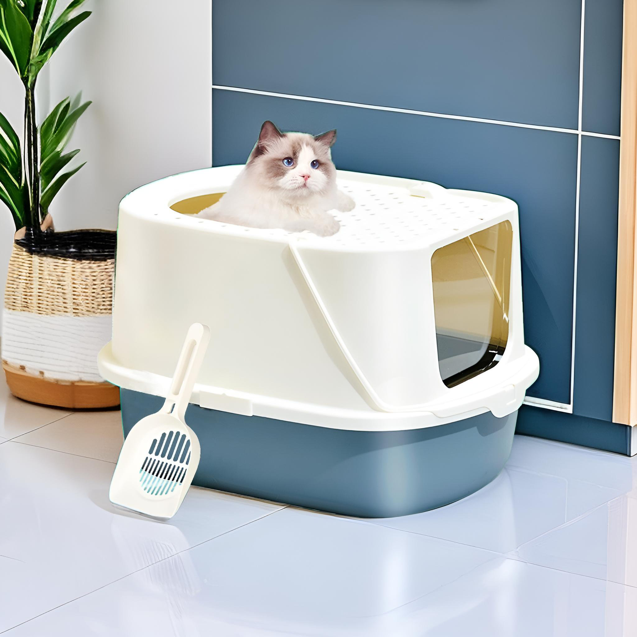 Tucker Murphy Pet™ Extra Large Cat Litter Box, Enclosed Anti Splash Cat ...