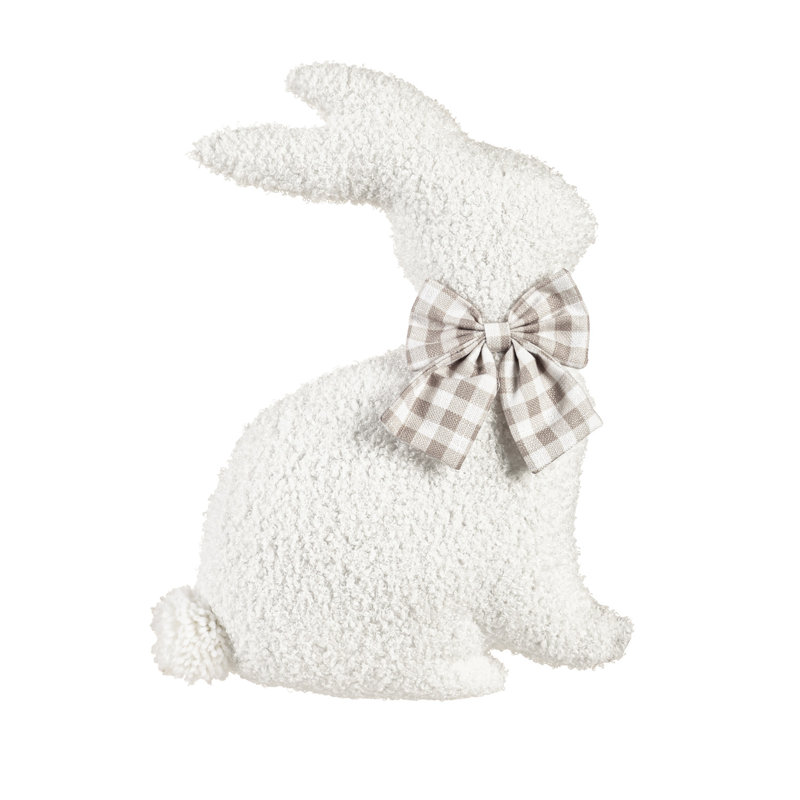 Evergreen Enterprises, Inc 15" Shaped Bunny with Checkered Bow & Fluffy ...