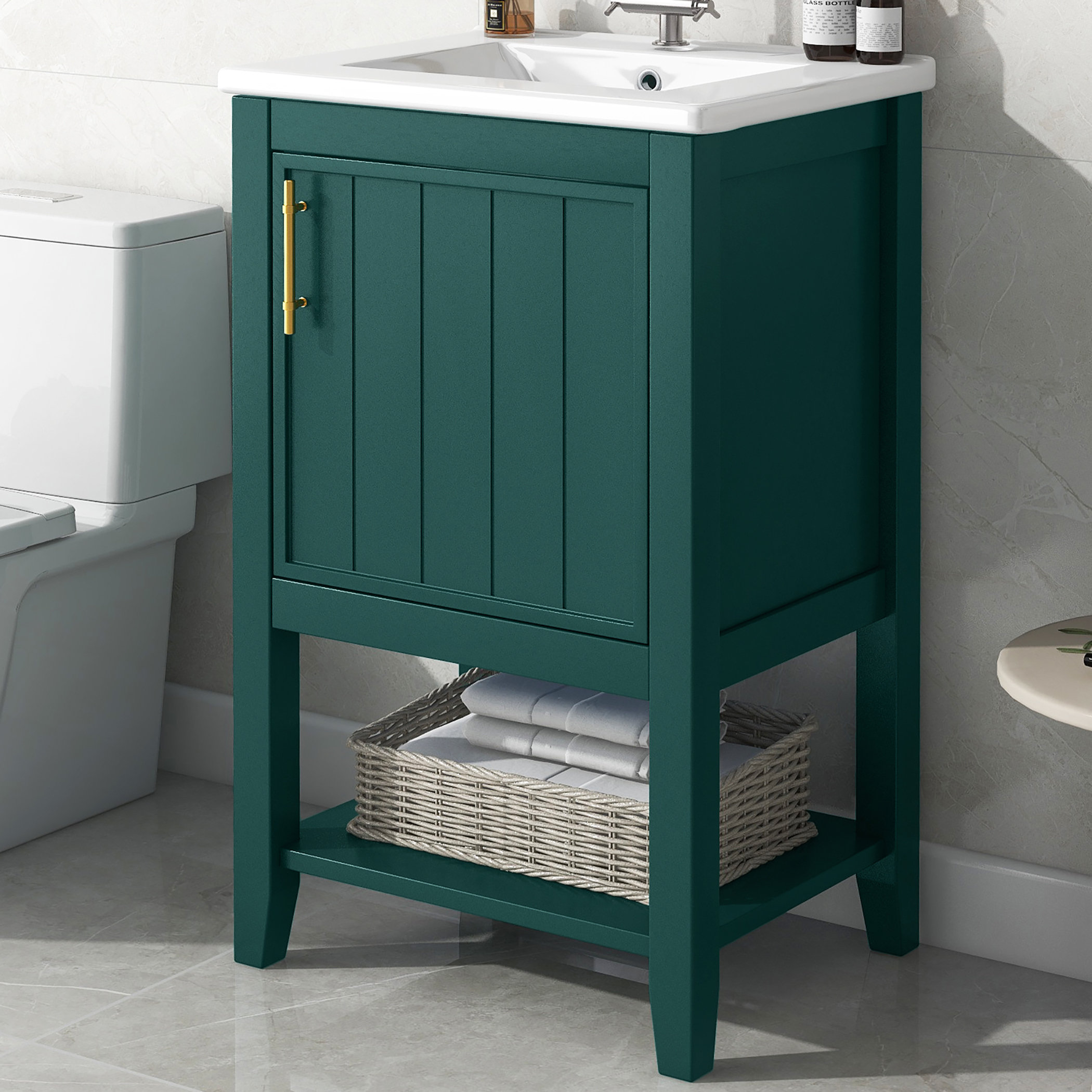 Winston Porter Meuble-lavabo simple autoportant de 20 po avec plateau ...