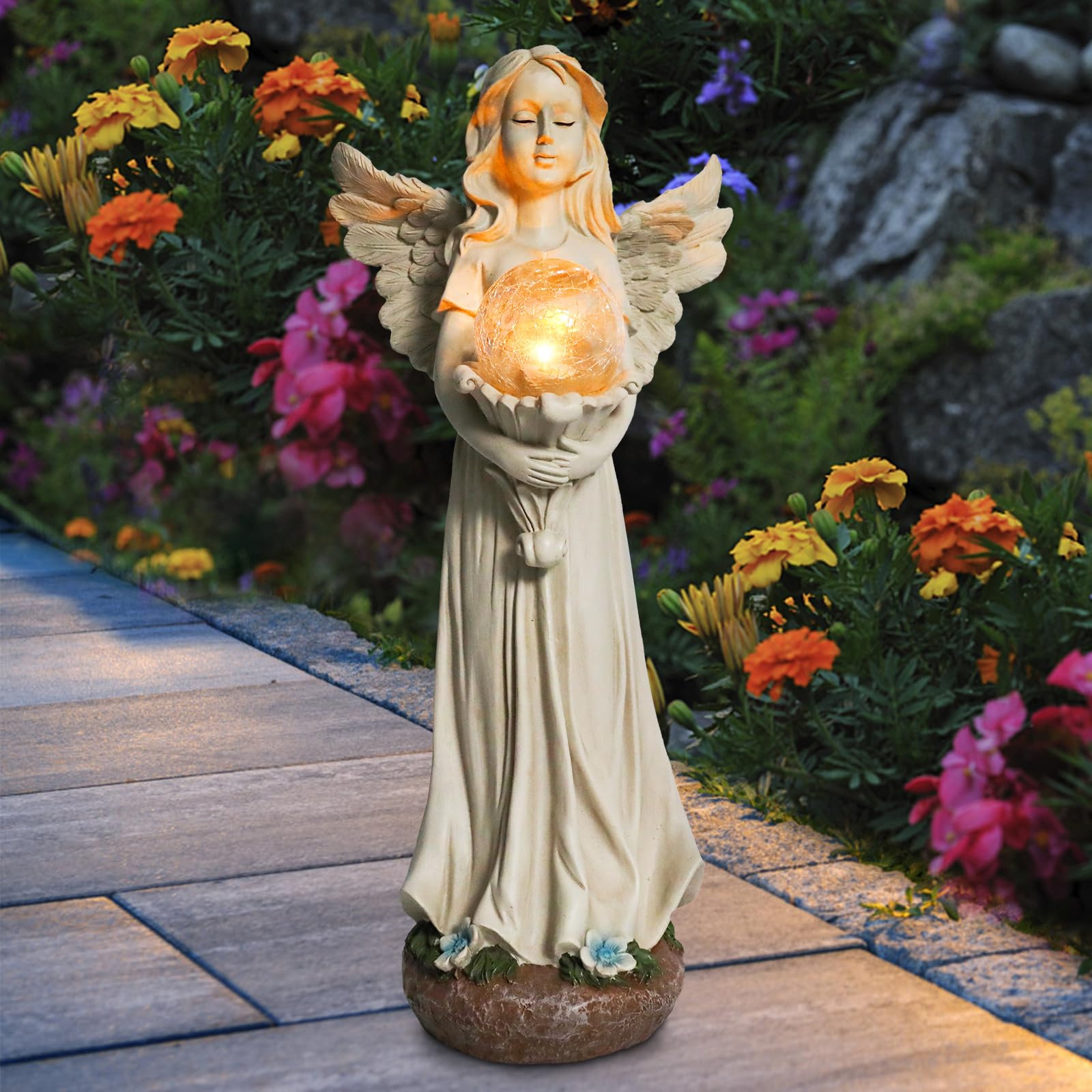 Trinx Garden Angel Statue, Solar Energy Garden Statue, Lawn Decoration ...