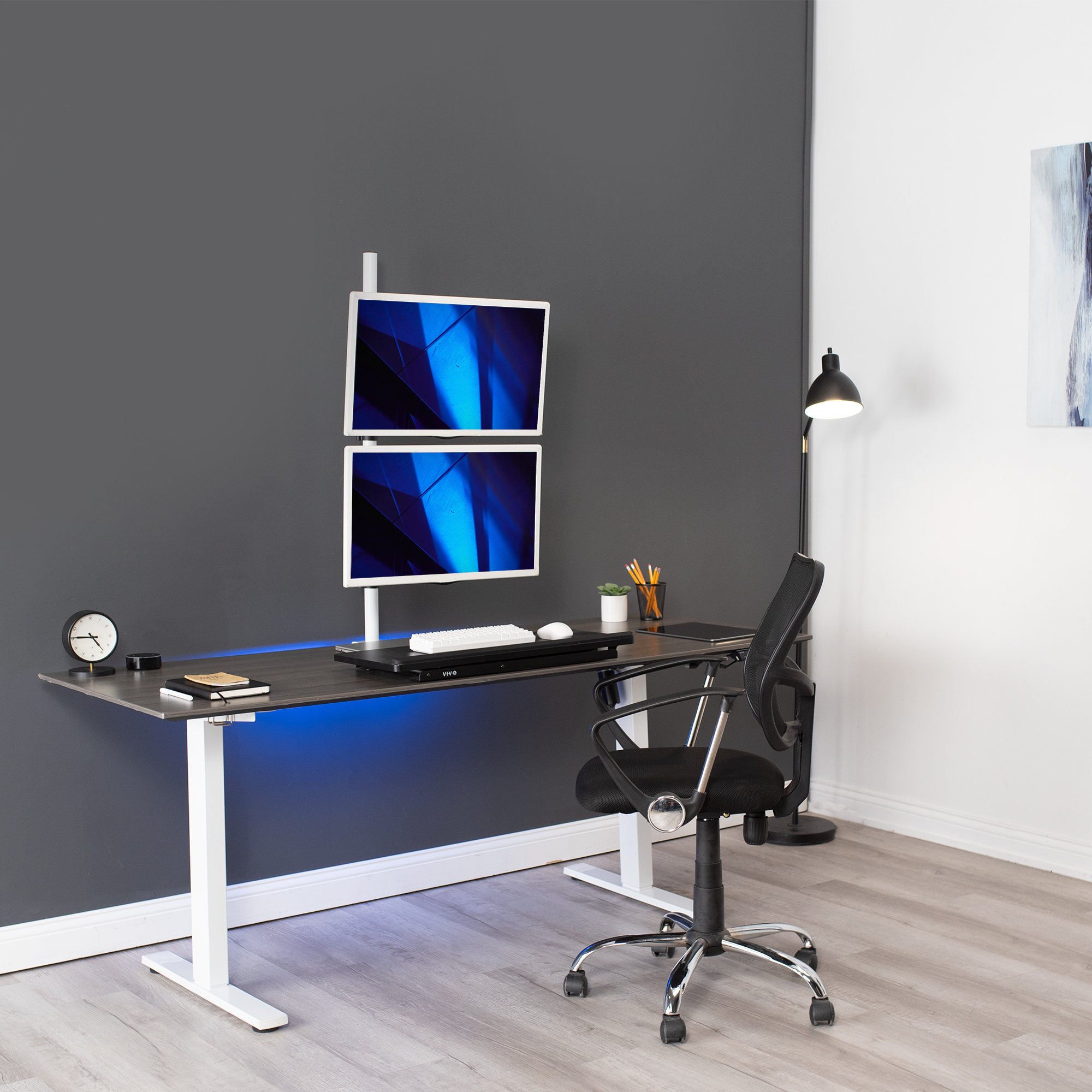 VIVO White Dual Monitor Mount Extra Tall Adjustable Stand, Fits 2 ...