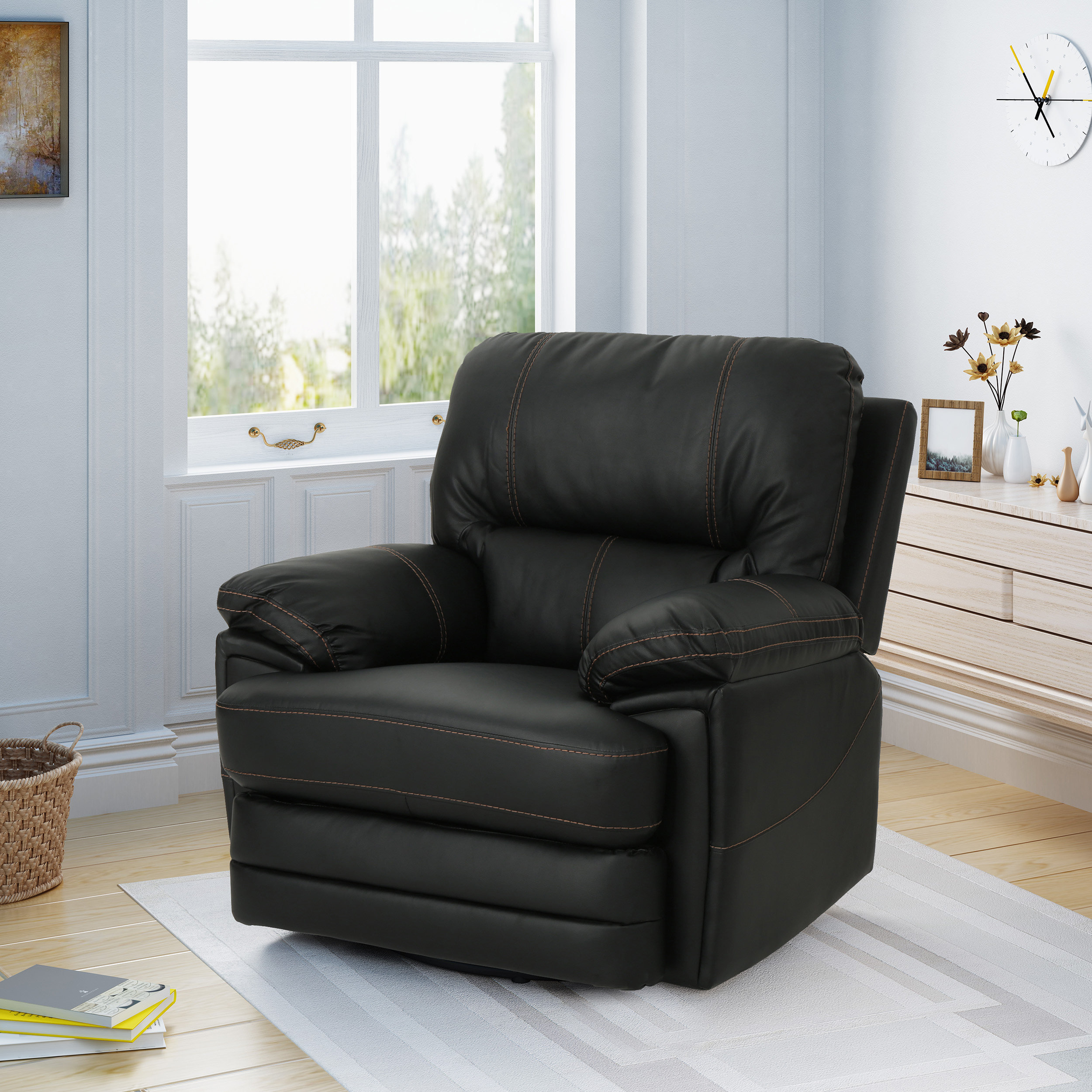 Red Barrel Studio® Penovich 39.5" Wide Faux Leather Power Swivel ...