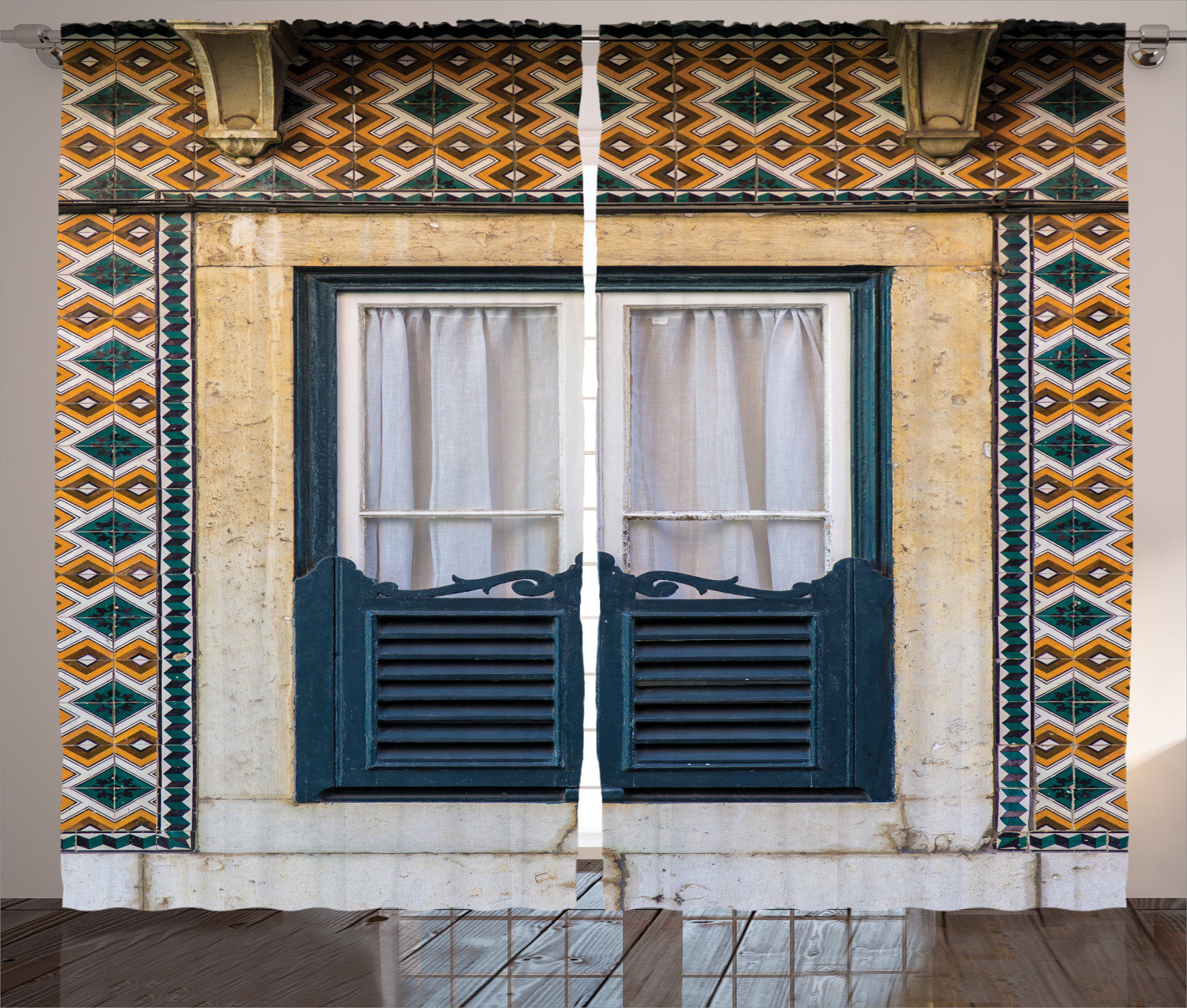 East Urban Home Shutters Semi-Sheer Rod Pocket Curtain Panels | Wayfair